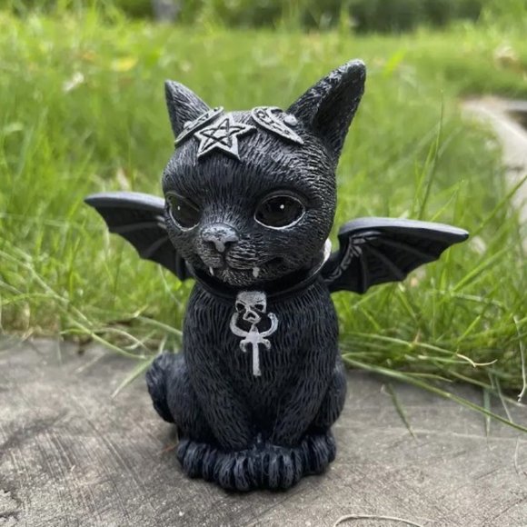 Accents | Mystifying Winged Cat Gothic Black Cat Figurine | Poshmark